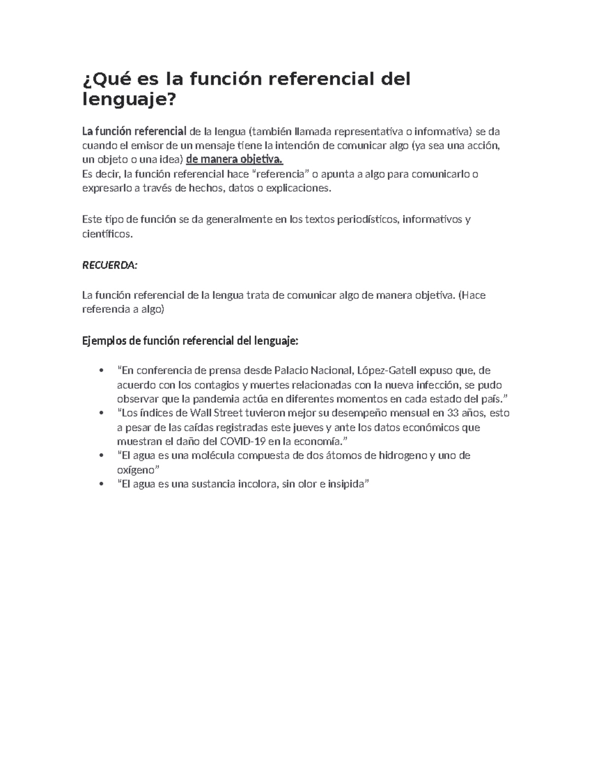 Funcion Referencial - GUIA ESPAÑOL EXAMEN DE SELECCION - ¿Qué es la función referencial del ...
