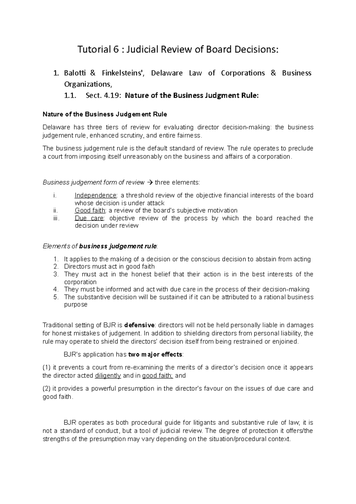 Tutorial 6 CCL - Judicial Review of board (crown jewel and ABN Amro ...