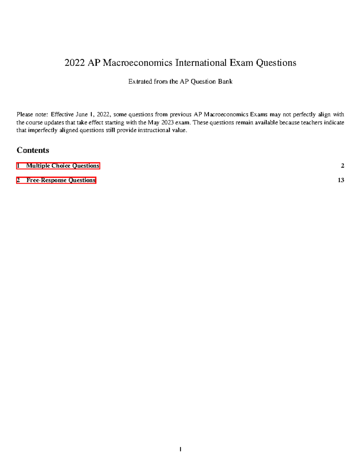 2022 Form I宏观经济 - 2022 AP Macroeconomics International Exam Questions ...