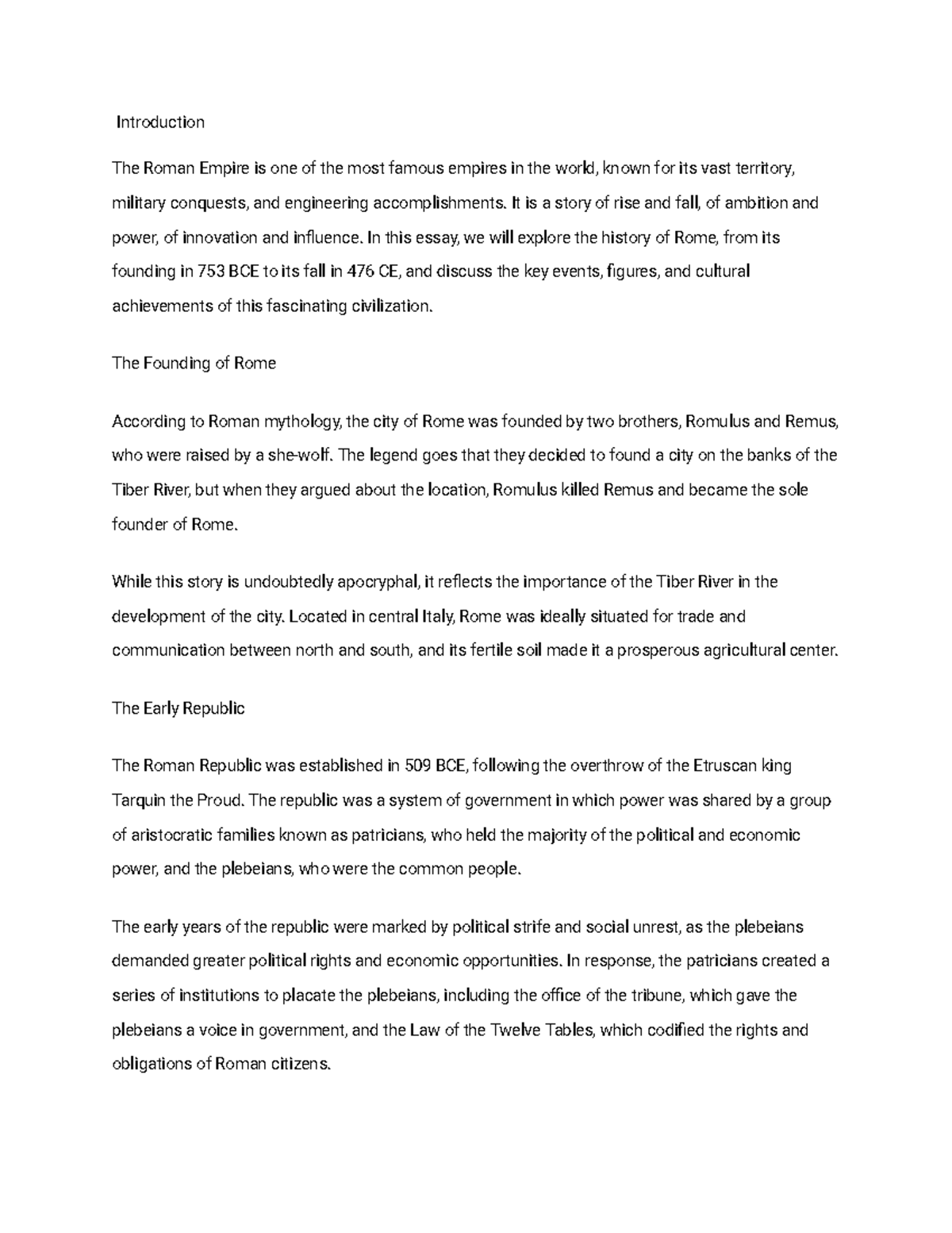 Roman History - Introduction The Roman Empire is one of the most famous ...