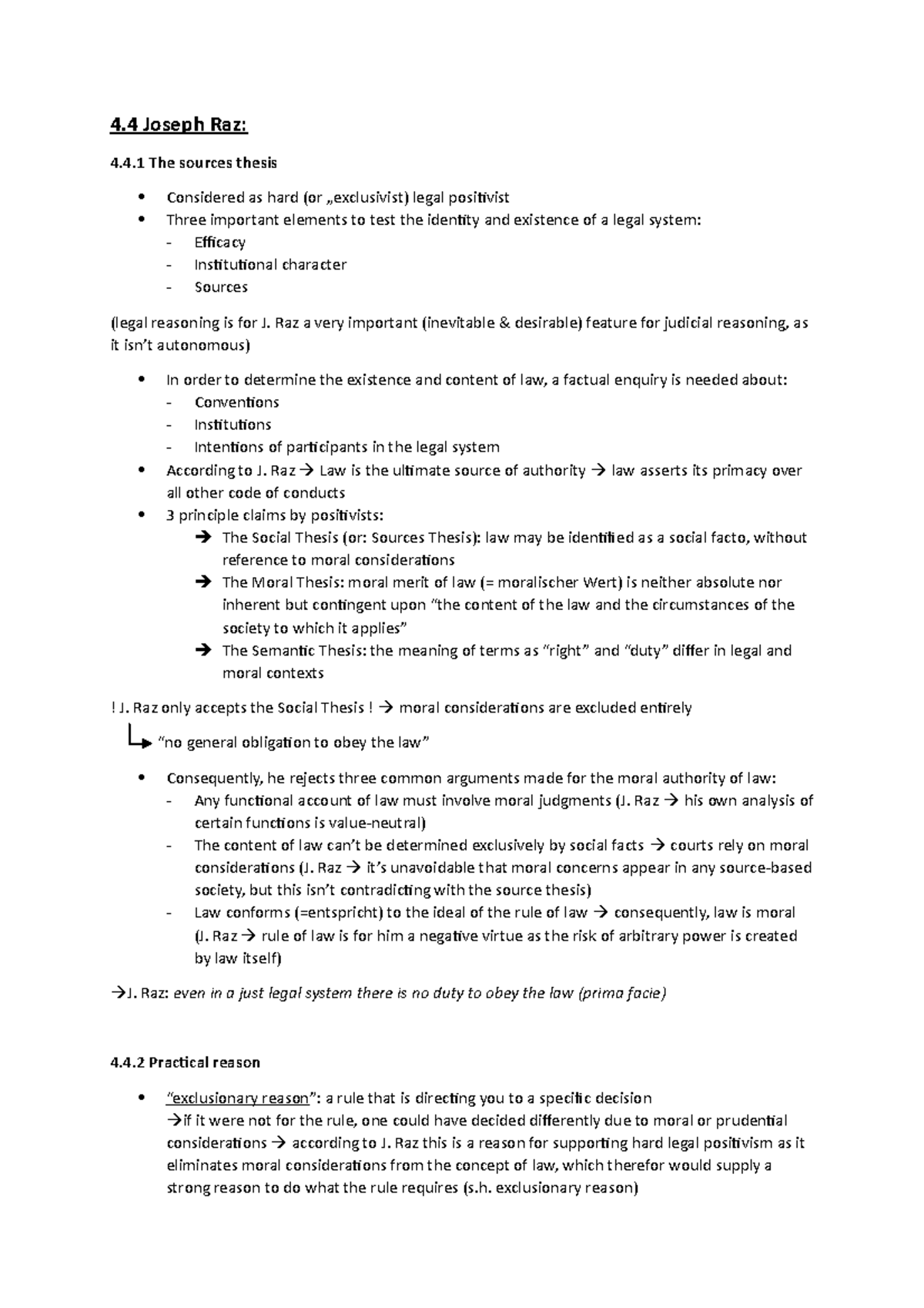 Summary of pages 86-91 - 4 Joseph Raz: 4.4 The sources thesis ...