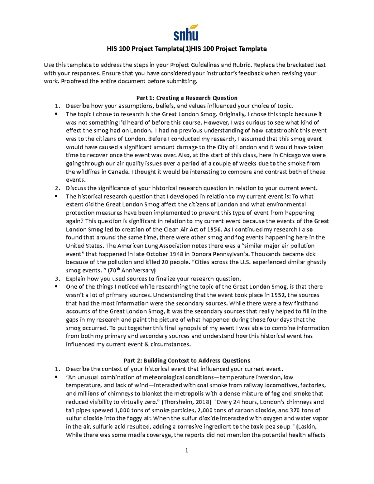 L Alexander HIS 100 Project Template - HIS 100 Project Template(1)HIS ...