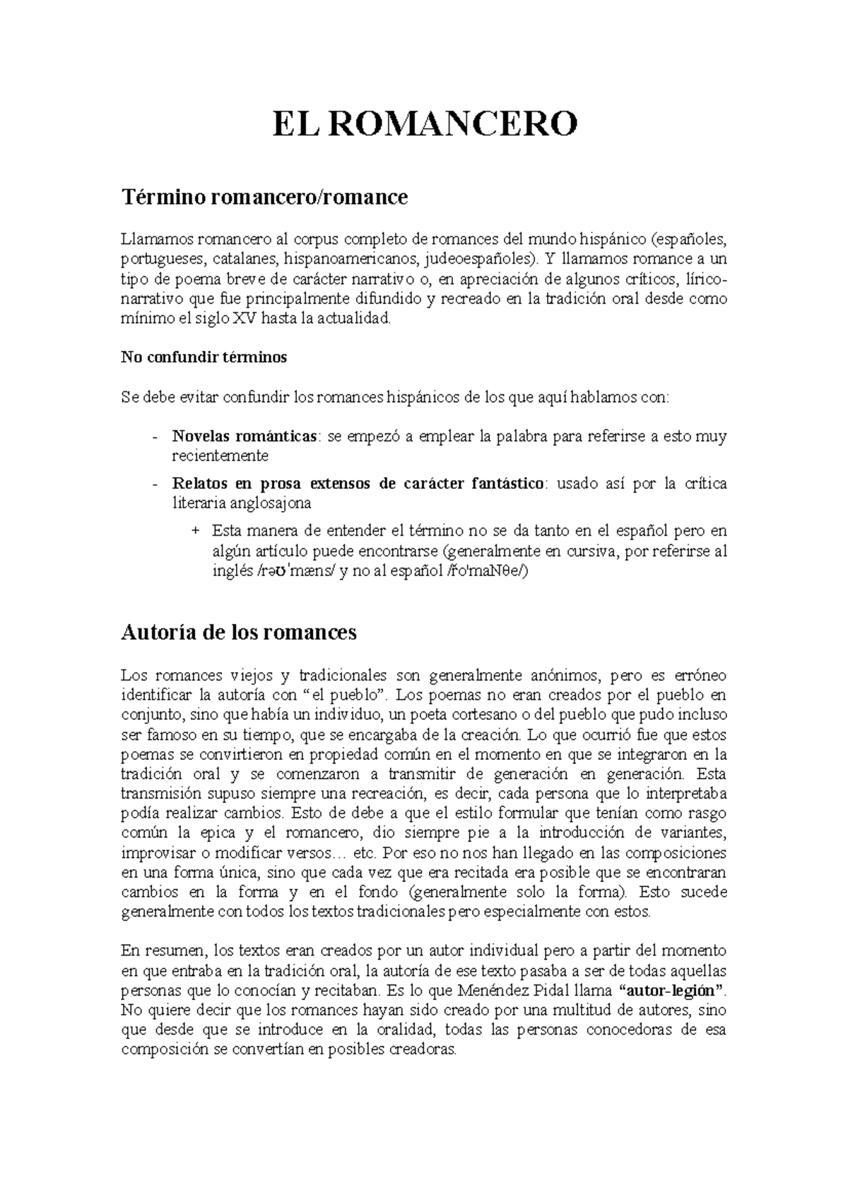 El romancero español - EL ROMANCERO Término romancero/romance Llamamos ...