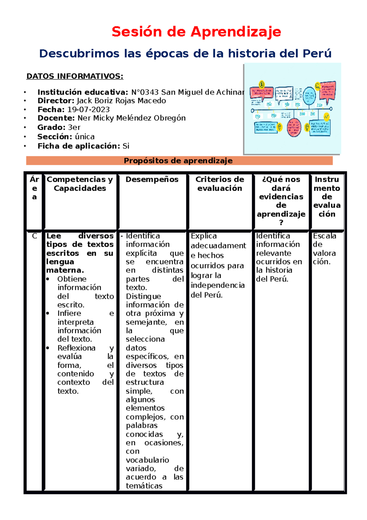 3° Sesión DÍA 1 COM Descubrimos LAS Épocas DE LA Historia DEL PERÚ ...