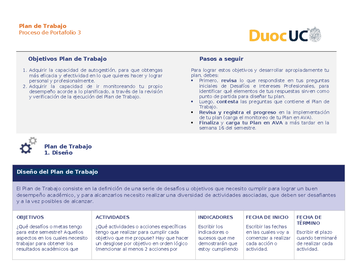 2. Plan de Trabajo APP3 - sadasdasdasd - Proceso de Portafolio 3 Objetivos Plan de Trabajo 1 ...