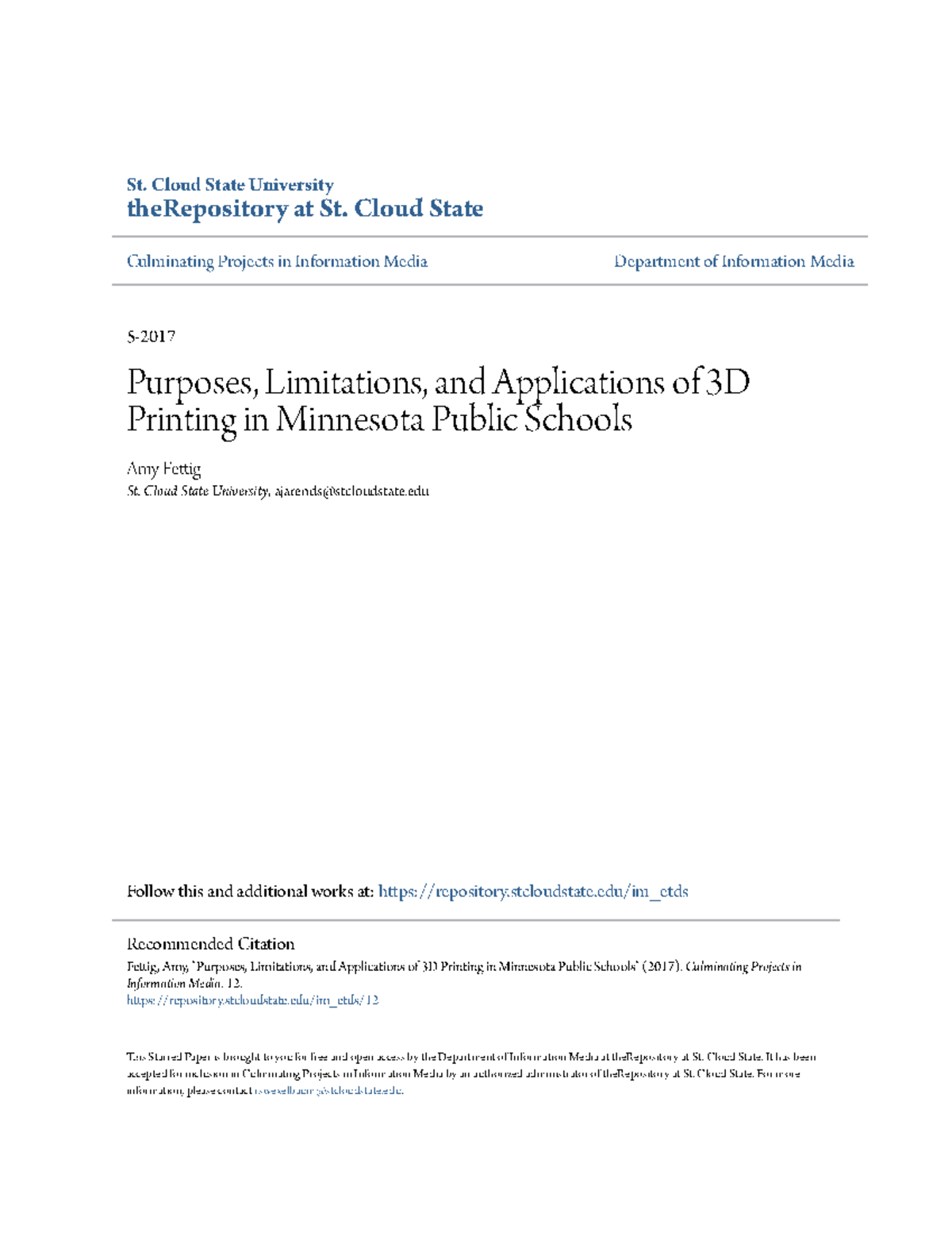 Purposes Limitations and Applications of 3D Printing in Minnes - St ...