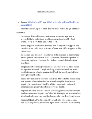 Intro to determinants of health hlst 201 - Intro to determinants of ...