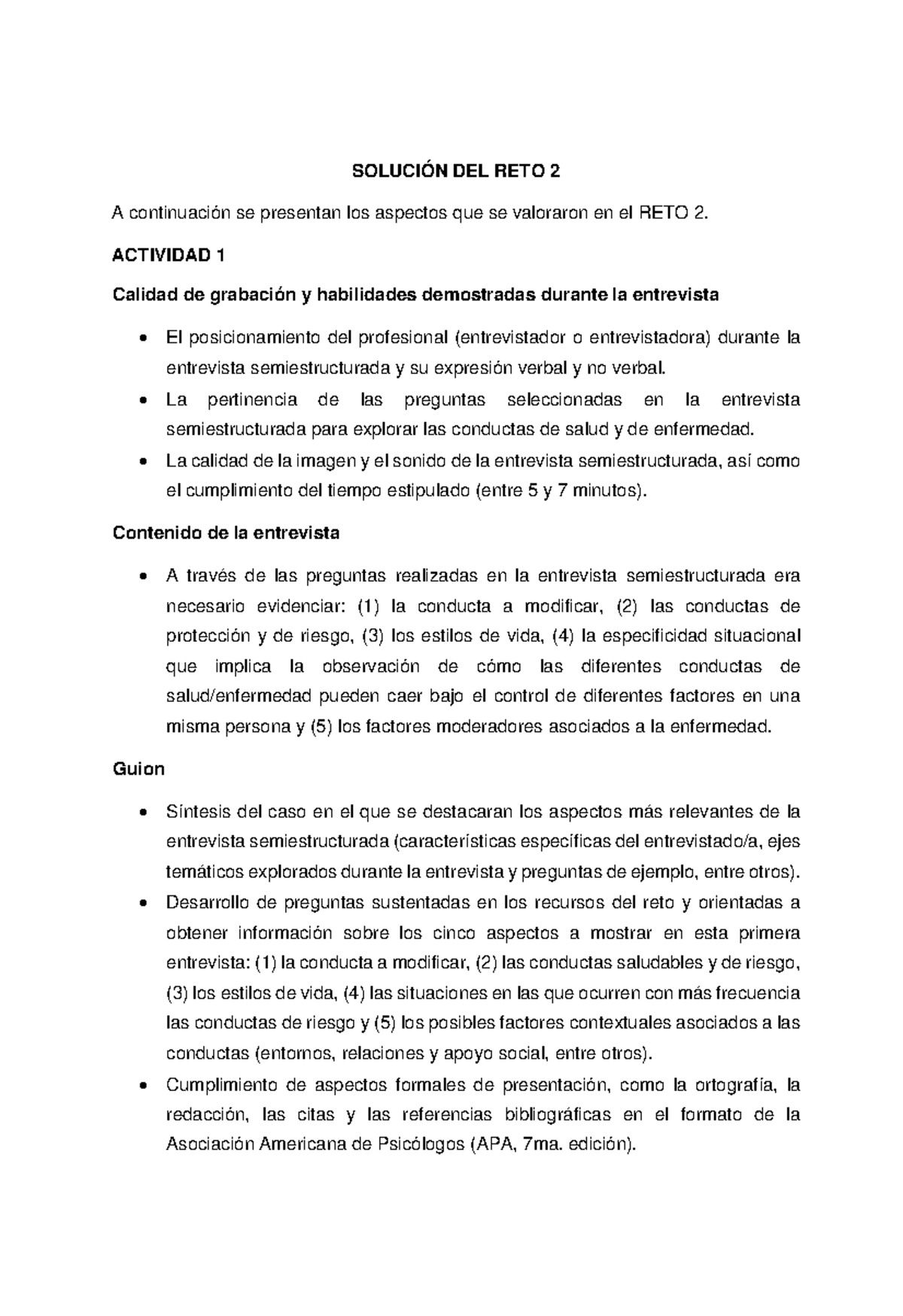 RETO 2 - Solución - Solucionario Reto 2, psicologia de la salud ...