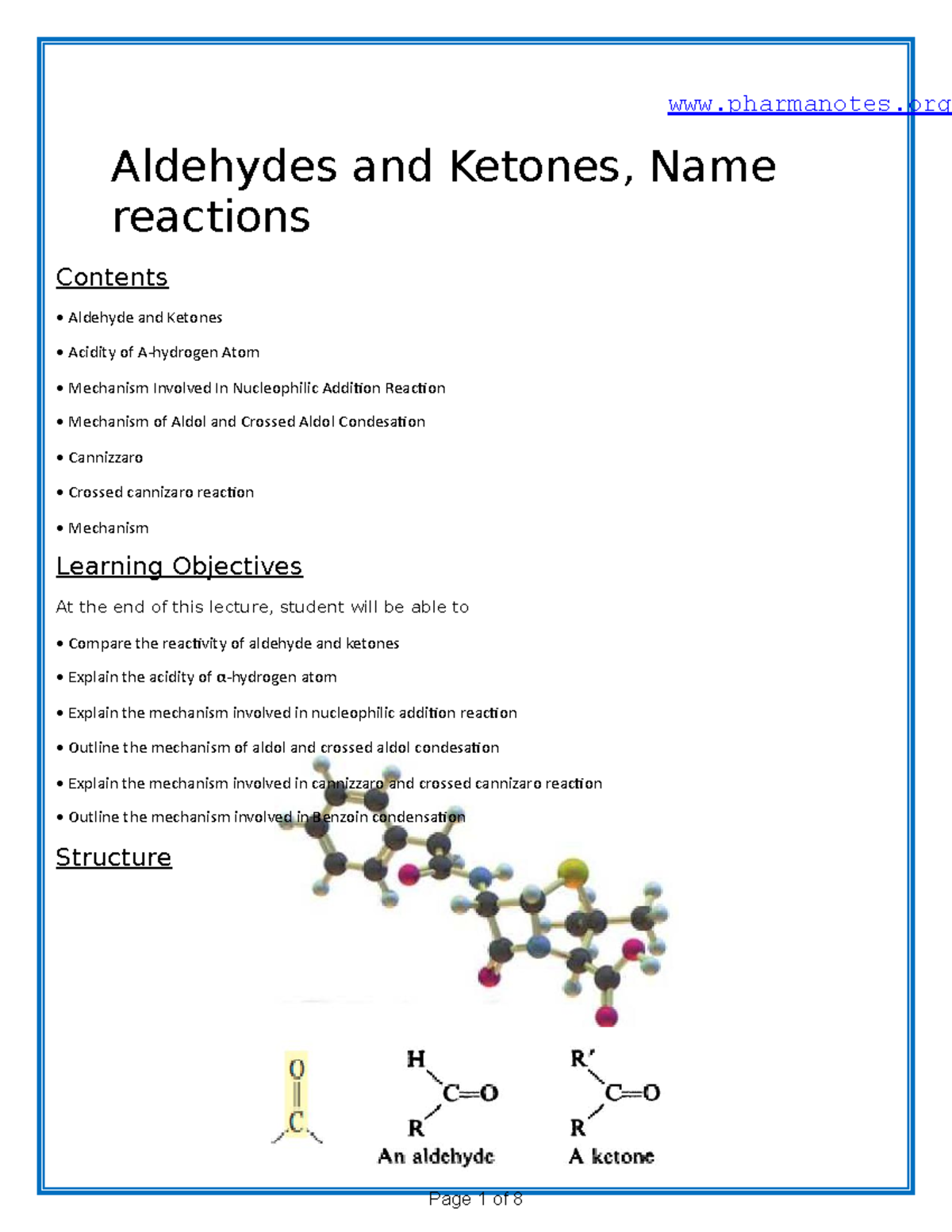 Chapter - 2 Aldehydes and Ketones, Name reactions - pharmanotes ...