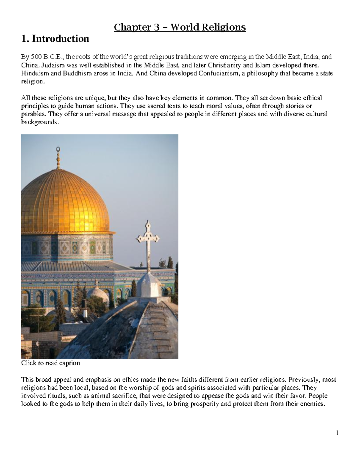 TCI Chapter 3 World Religions - 1. Introduction By 500 B.C., the roots ...
