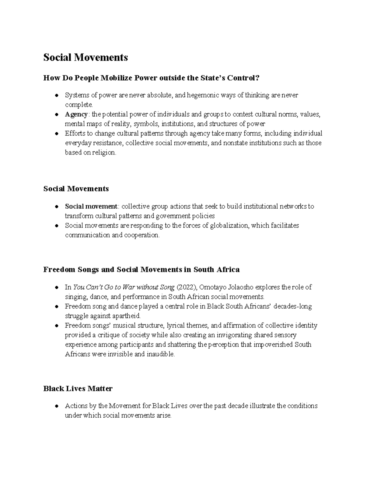 Lecture 30 ANTH 212 - Social Movements How Do People Mobilize Power ...