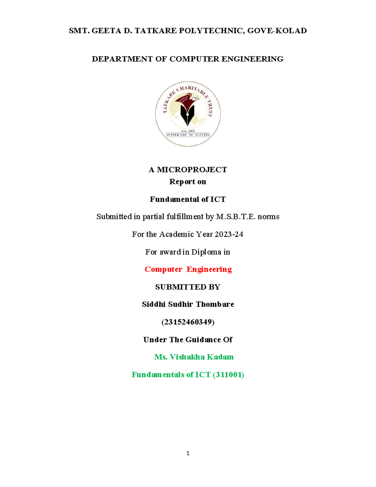 121 Ict mi Cro - Mobile application development practical - SMT. GEETA D. TATKARE POLYTECHNIC ...