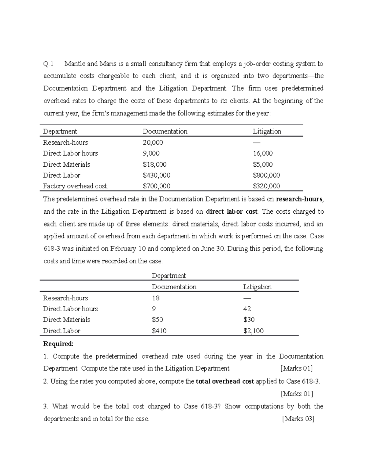 Exam - bsdk - Q Mantle and Maris is a small consultancy firm that ...
