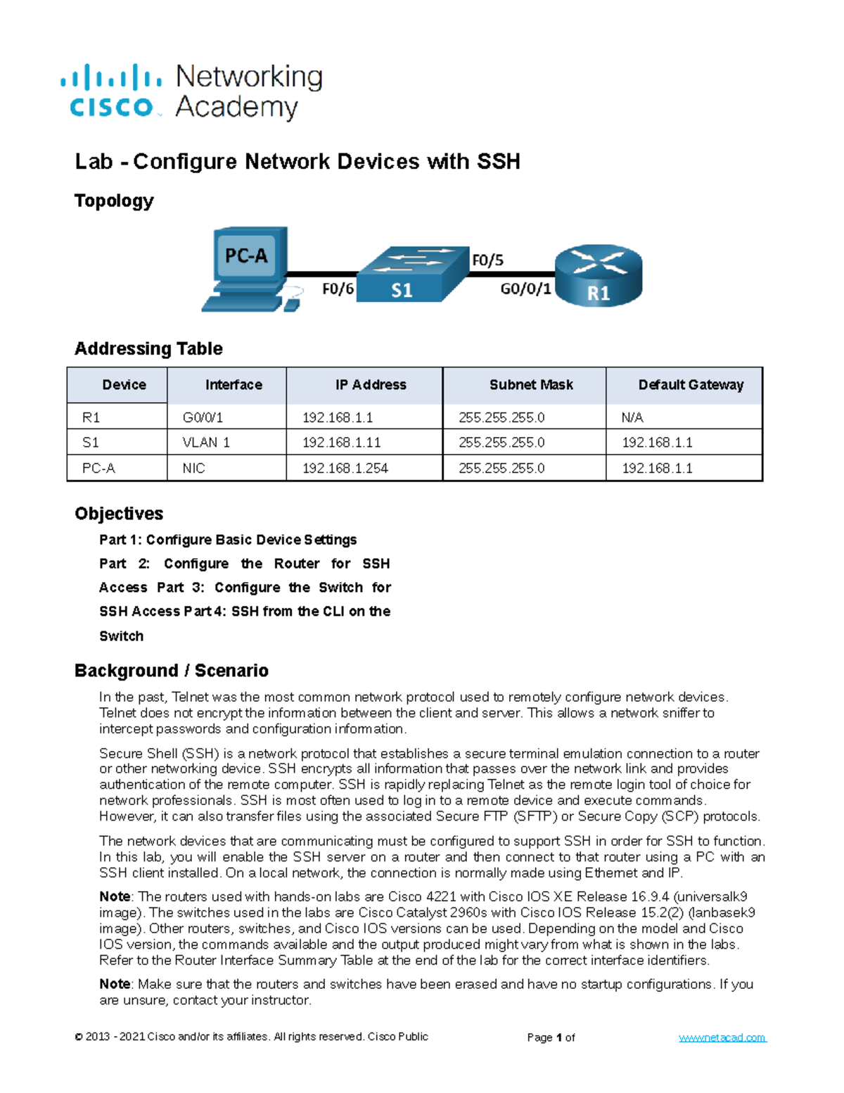 Lab-1-p3-configure-network-devices-with-ssh Mek Aru - Lab - Configure Network Devices with SSH ...