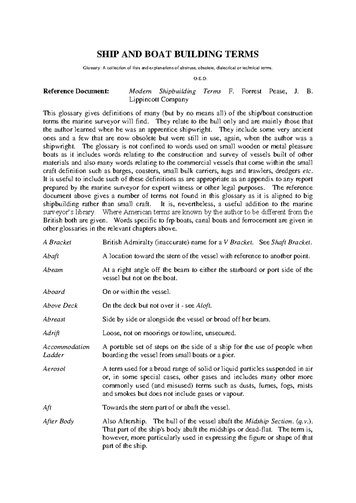 Glosarry - glossary - SHIP AND BOAT BUILDING TERMS Glossary: A ...