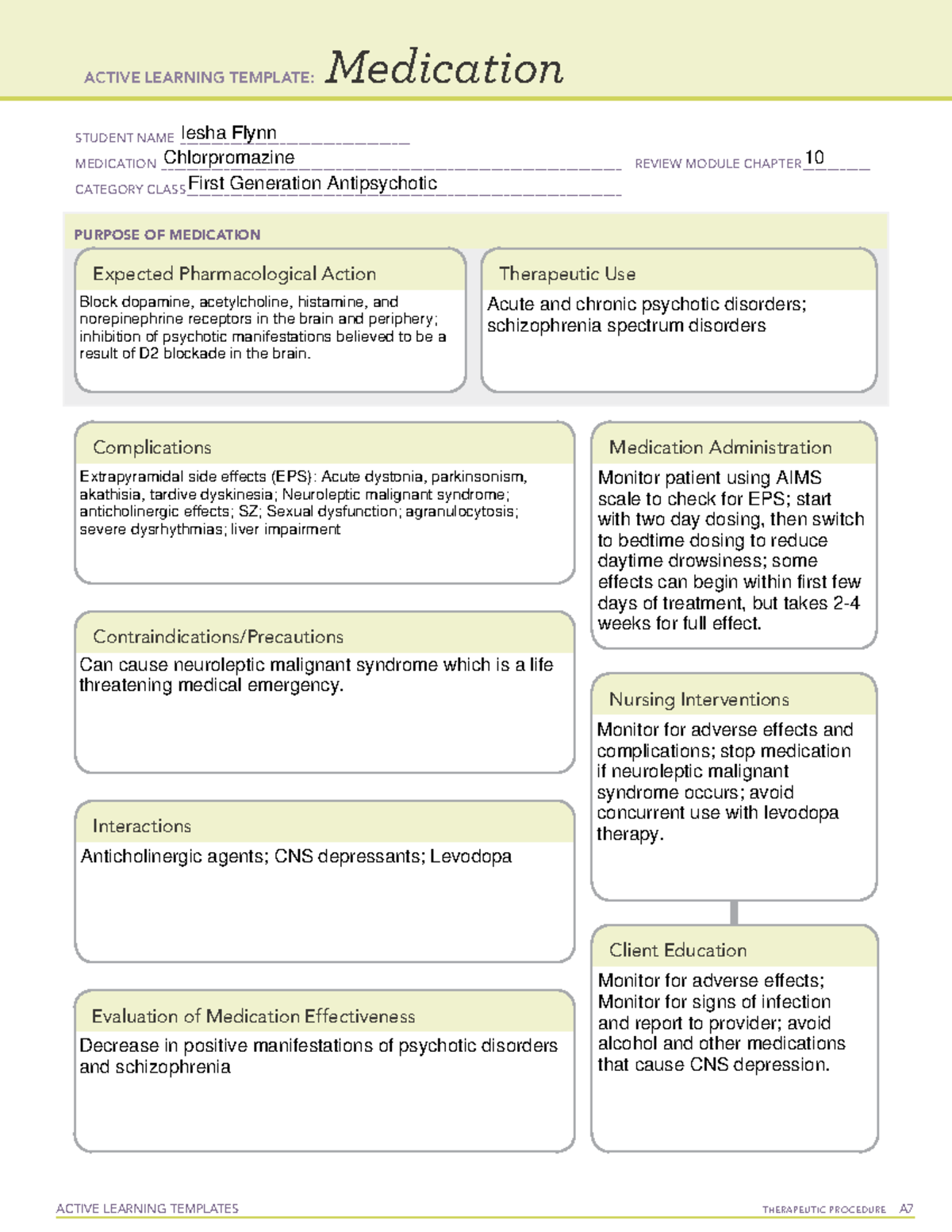 Schizo Med (3) Chlorpromazine - ACTIVE LEARNING TEMPLATES THERAPEUTIC ...
