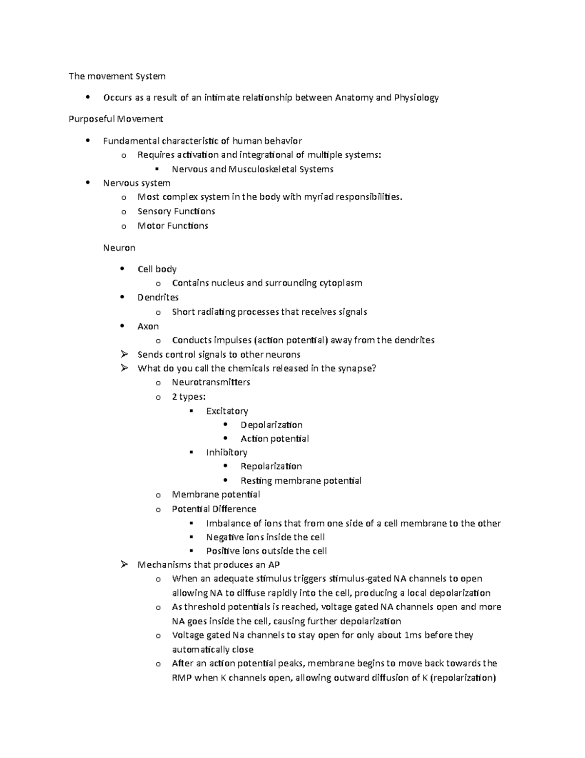 The Movement System - The movement System Occurs as a result of an ...