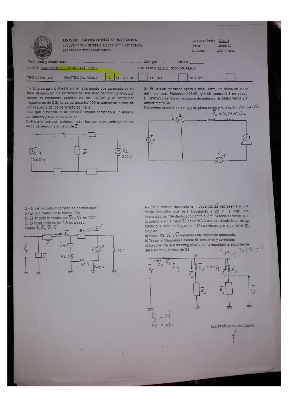 PC1 14-1 - pc de circuitos - Analisis de Circuitos Eléctricos - Studocu