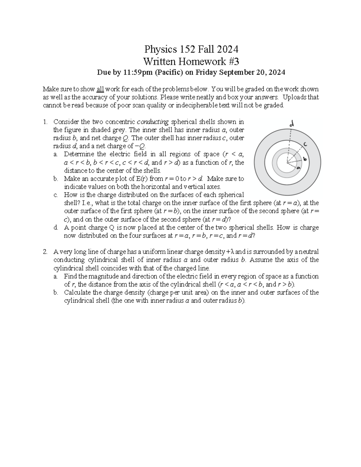 Physics 152 Fall 2024 Written Homework 03 - Physics 15 2 Fall 2024 ...