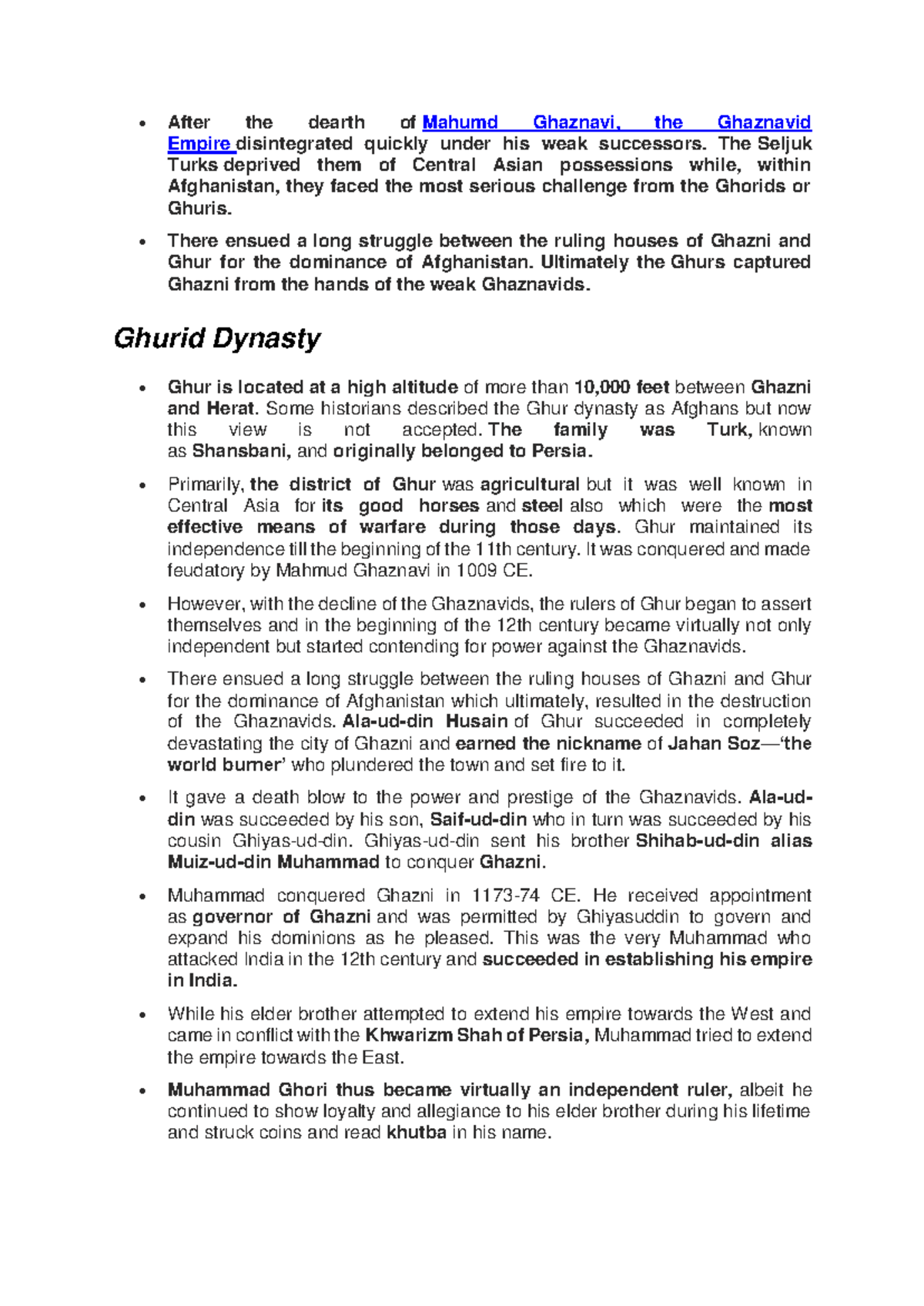 Muhammad Ghori (Muhammad of Ghor) - After the dearth of Mahumd Ghaznavi ...