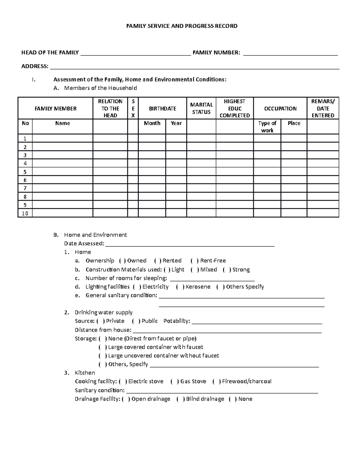 Initial DATA BASE 2 - lllll - FAMILY SERVICE AND PROGRESS RECORD HEAD ...