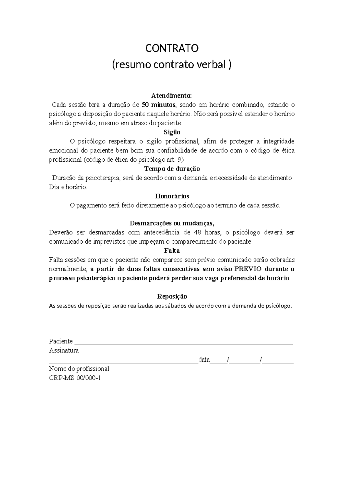 Resumo contrato verbal ,modelo - CONTRATO (resumo contrato verbal ...