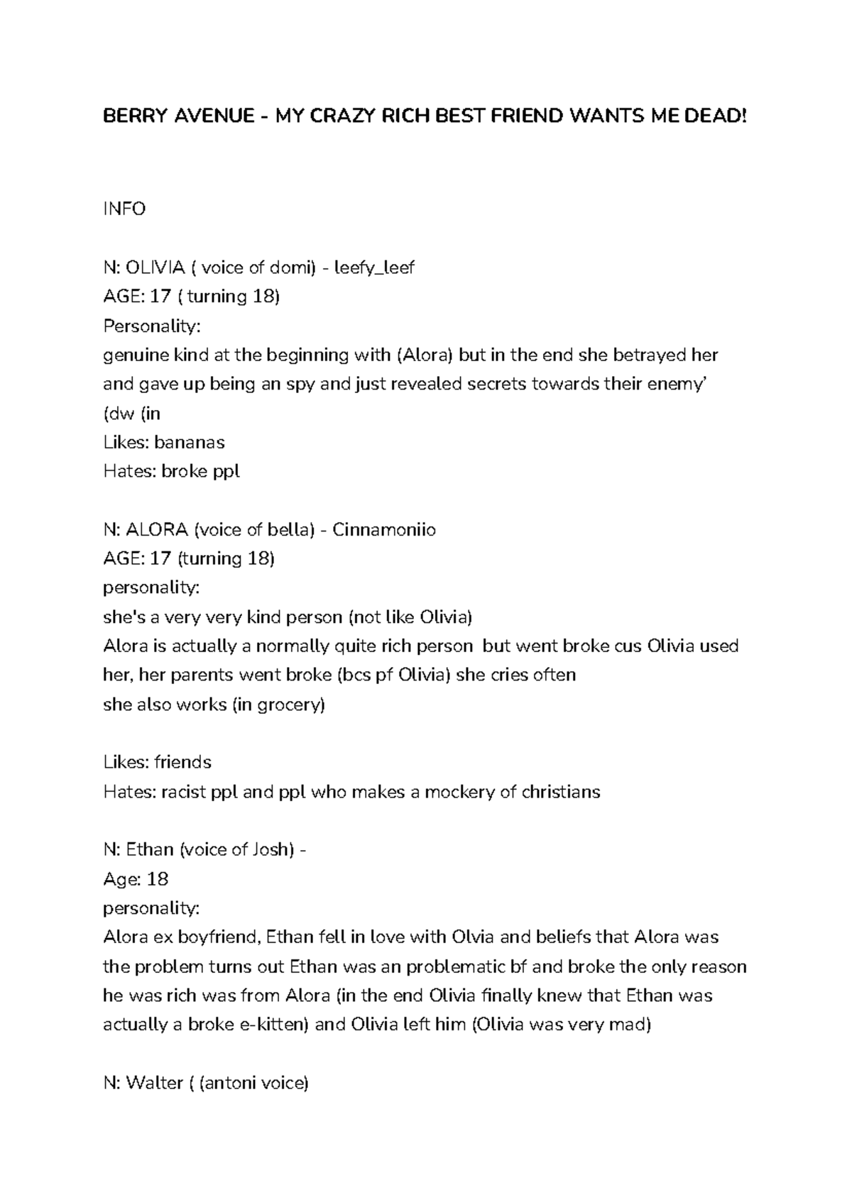 Berry Anvue - MY Crazy RICH BEST Friend script 1 - BERRY AVENUE - MY ...