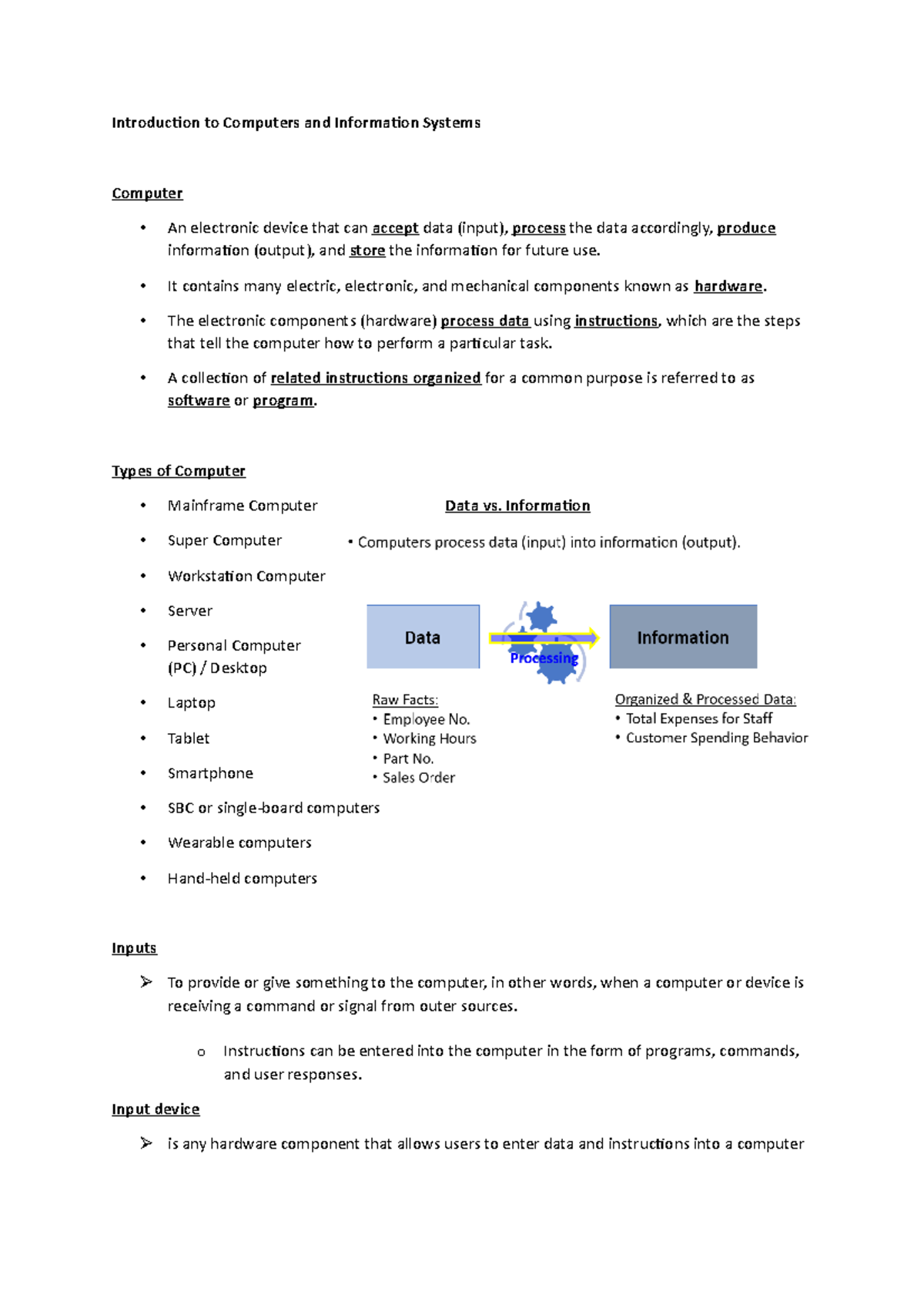 Business computing revision paper - Introduction to Computers and ...