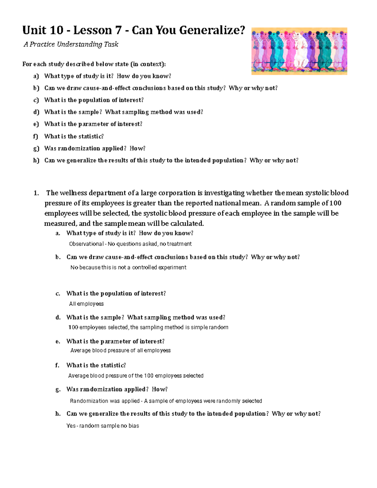 Types of Studies and Generalization - Studocu