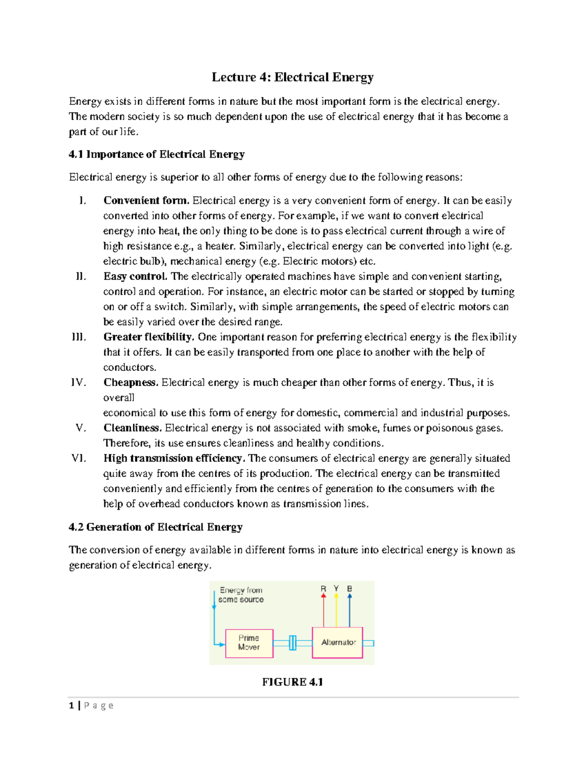 Lecture 4 Electrical Energy Degree - Lecture 4: Electrical Energy ...