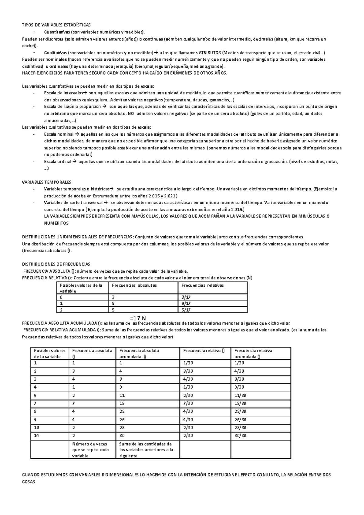 TEMA 1 Estadística - ..... - TIPOS DE VARIABLES ESTADÍSTICAS ...