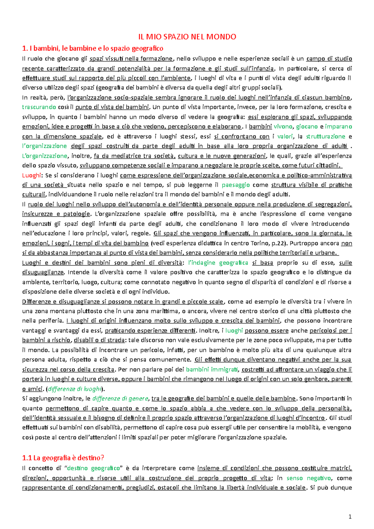 Riassunto libro Il mio spazio nel mondo - Cristiano Giorda - IL MIO ...