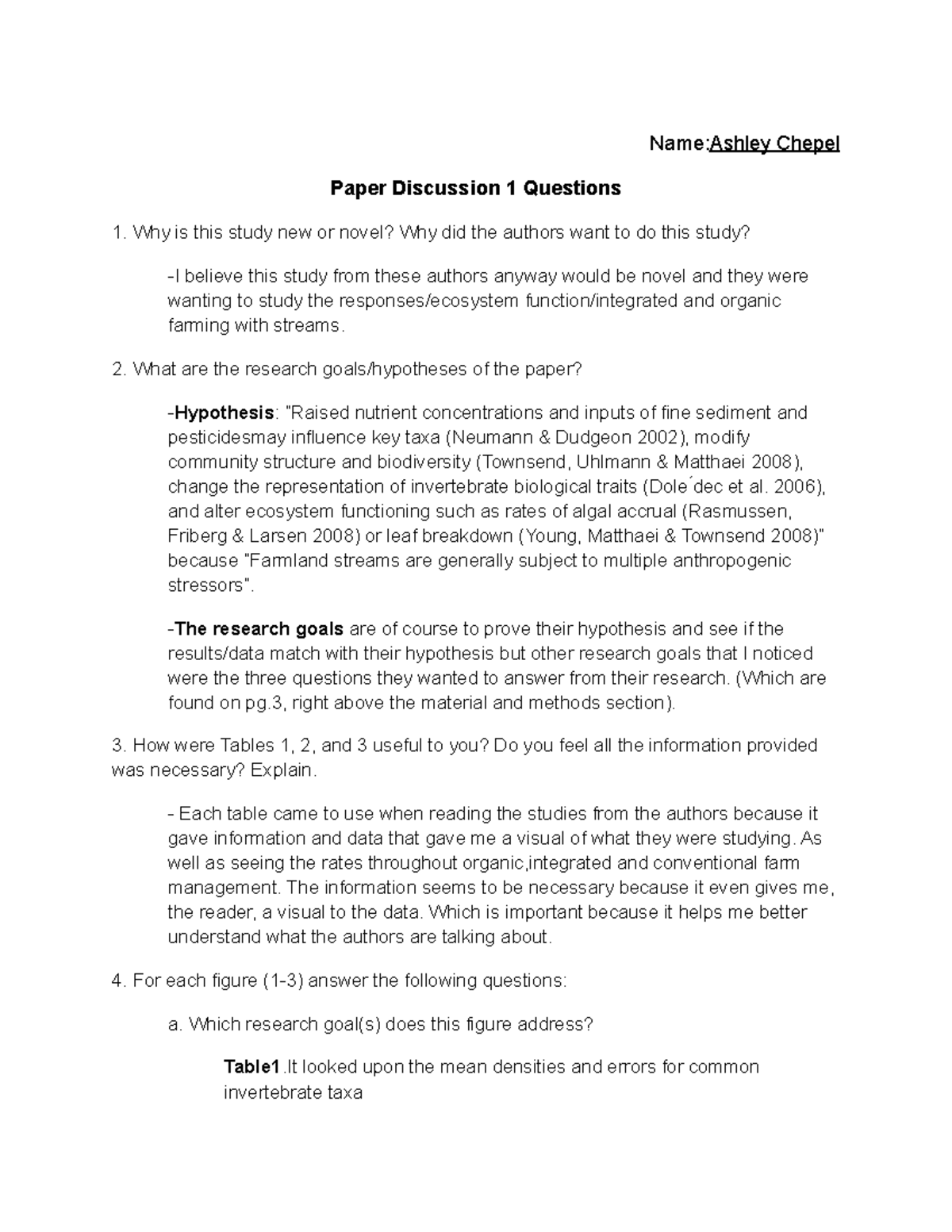 Bio Magbanua paper Discussion 1 Questions - Name:Ashley Chepel Paper ...