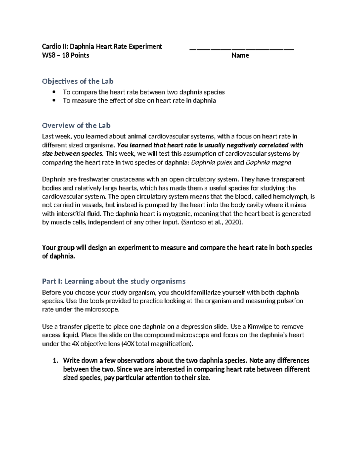 Worksheet 8 - Daphnia - Cardio II: Daphnia Heart Rate Experiment