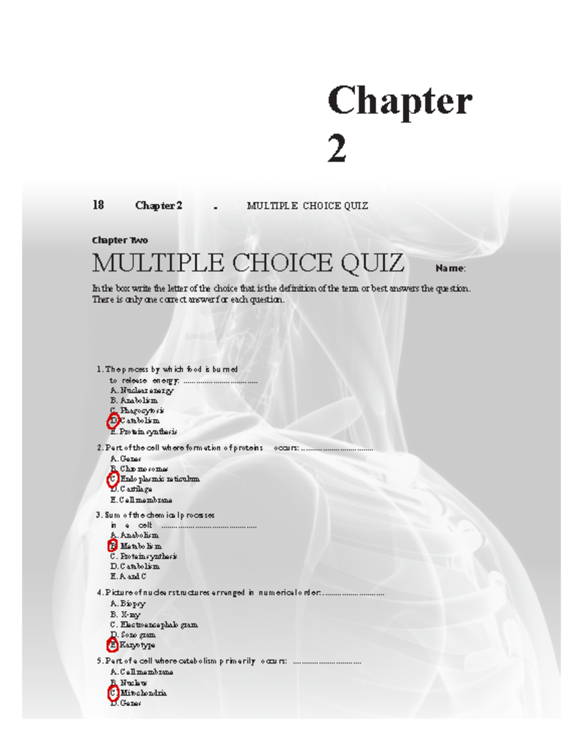 Ch 2 activities - Medical Terminology - Chapter 2 18 Chapter 2 MULTIPLE CHOICE QUIZ ...