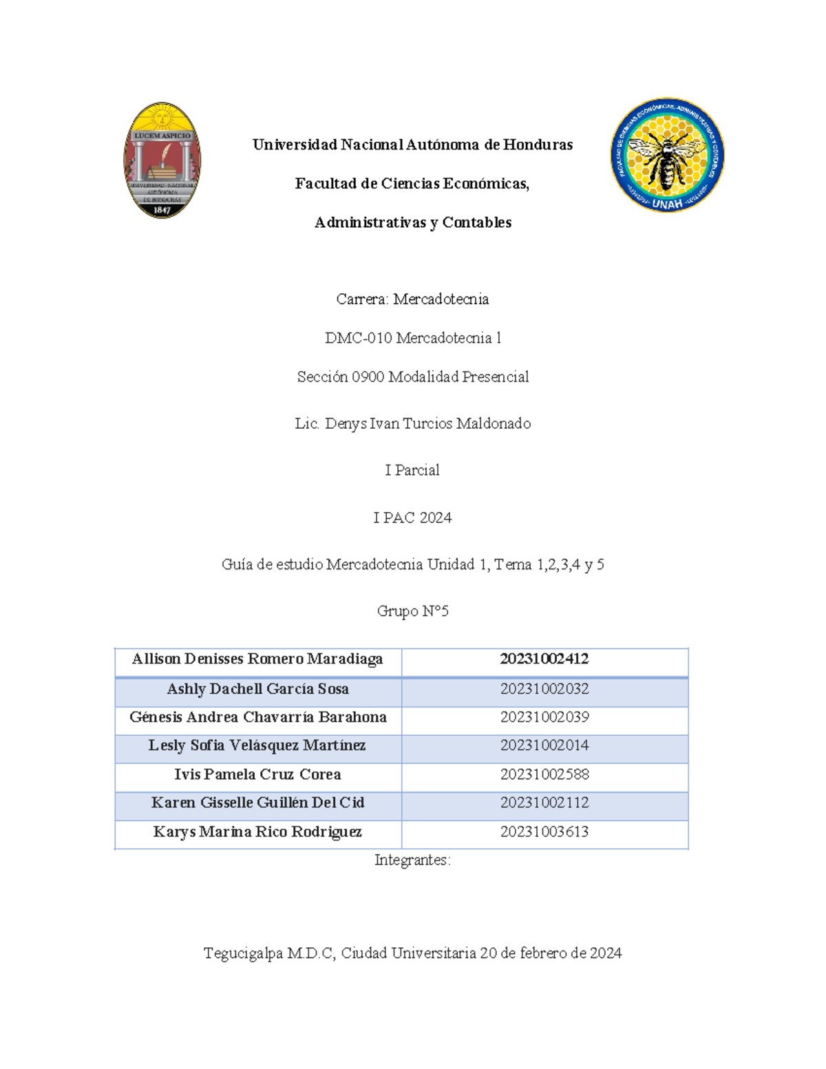 Merca Unidad 1 Tema 1-5 - Universidad Nacional Autónoma de Honduras Facultad de Ciencias ...