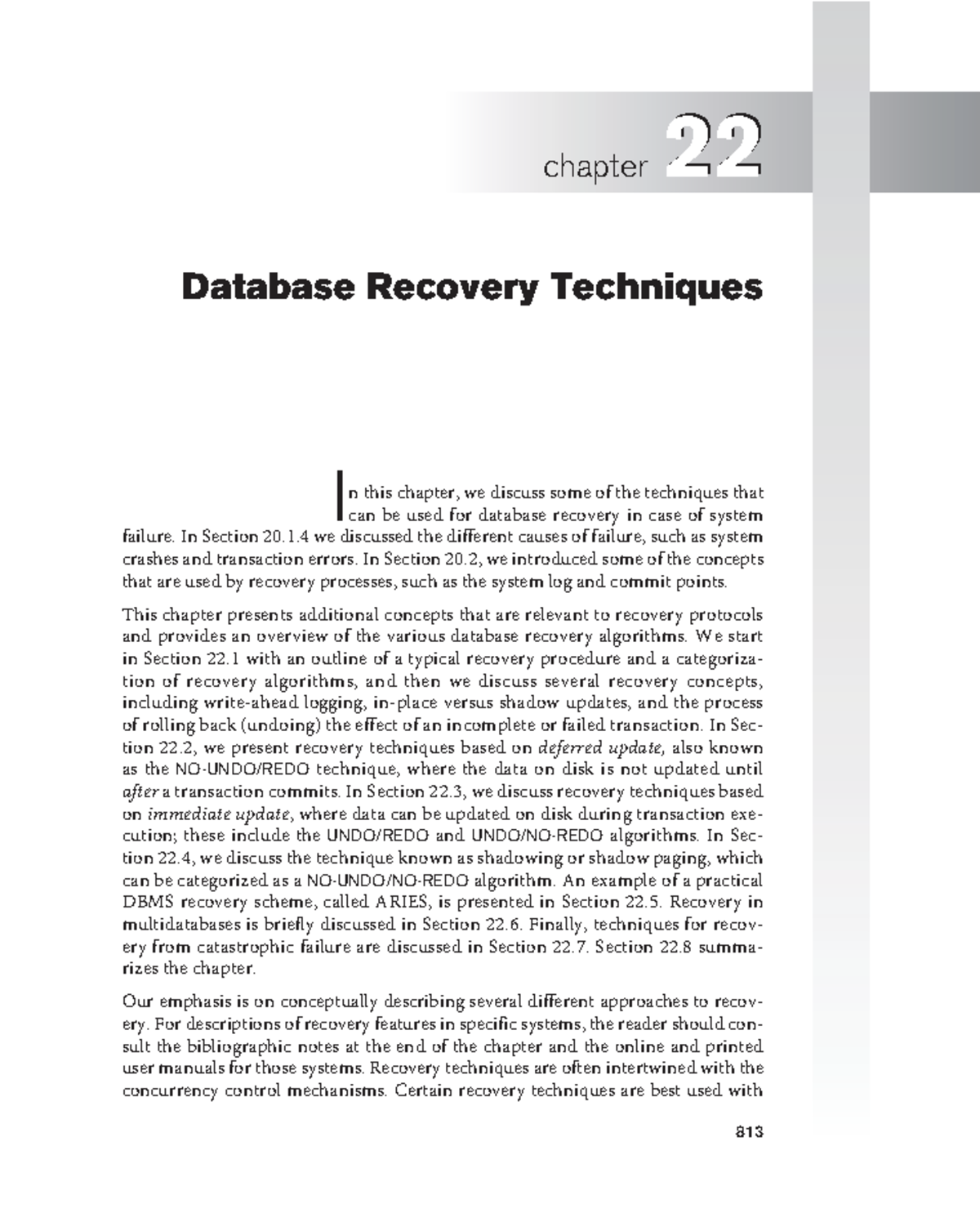 Chapter 22 Database Recovery Techniques - chapter 22 Database Recovery ...