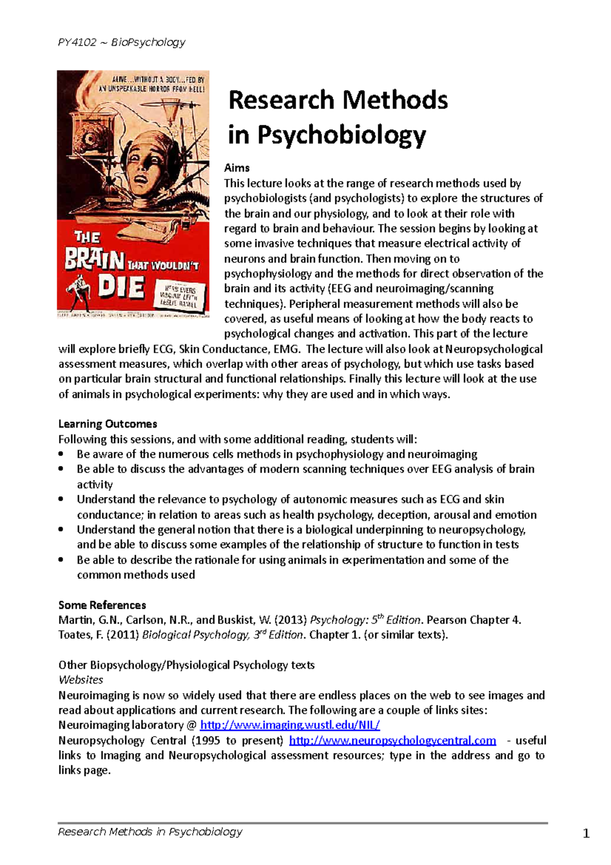 L6 - Reading list for Inv. brain and behaviour (research methods ...