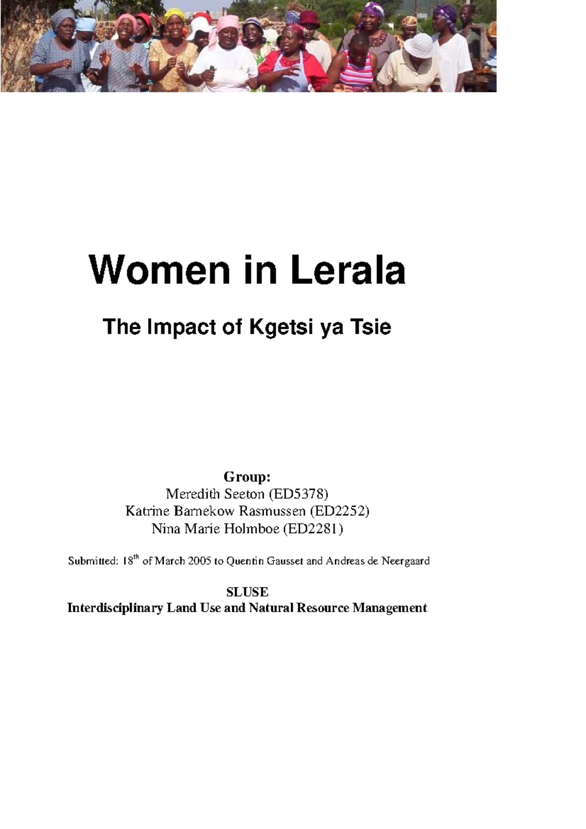 Botswana women in lerala the impact of kgetsi ya tsie - Women in Lerala ...