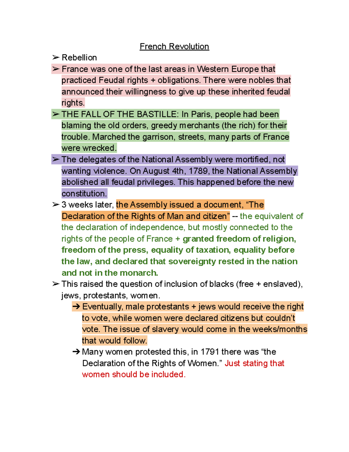 Notes - French Revolution - French Revolution Rebellion France was one ...
