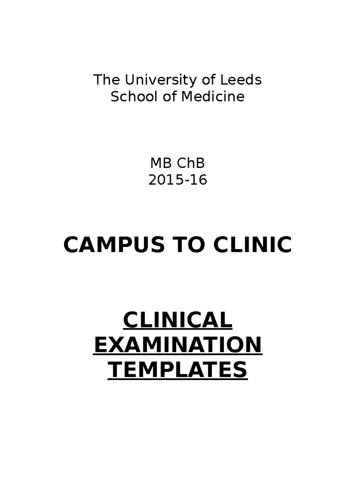 OSCE Clinical Examination Templates - The University of Leeds School of ...