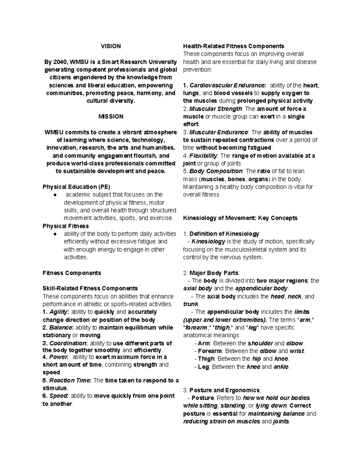 Pathfit Mid Reviewer - VISION By 2040, WMSU is a Smart Research ...