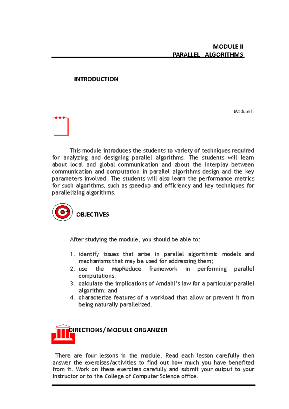 Parallel Algorithmic Models Module Ii This Module Introduces The