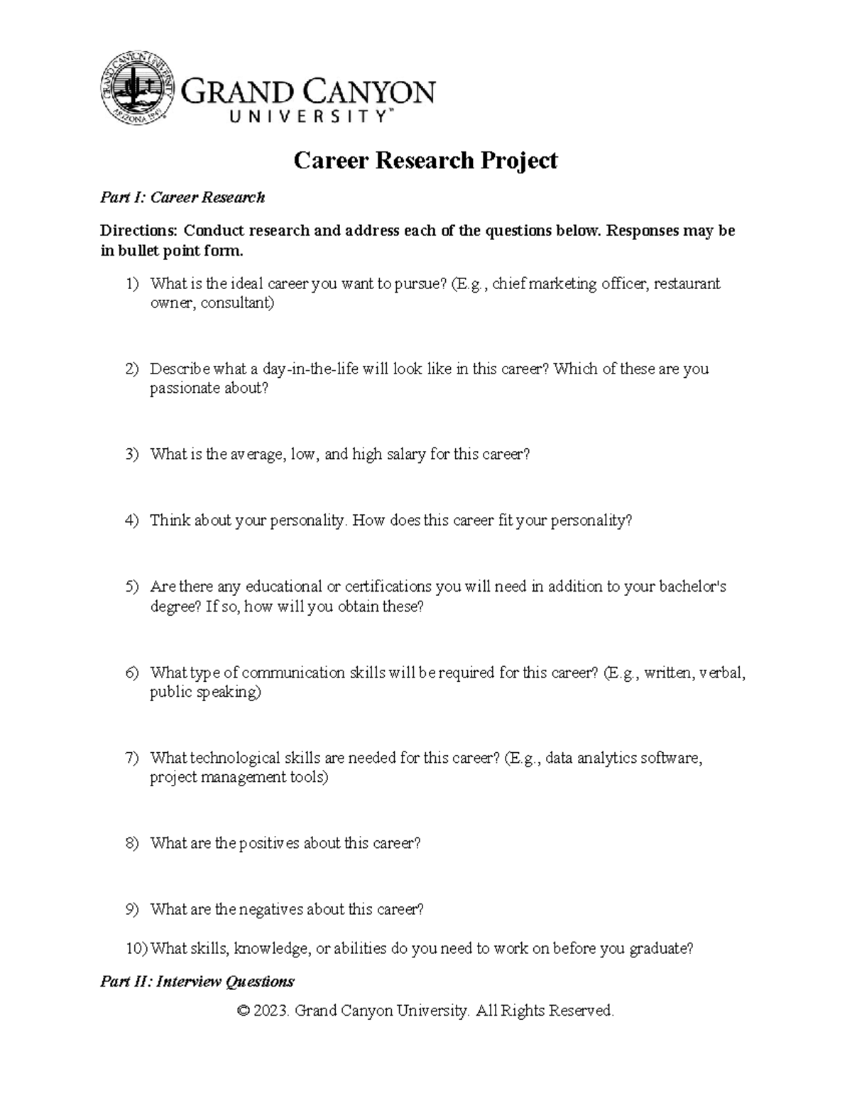 MKT 315 RS T8 Career Research Project - Career Research Project Part I ...