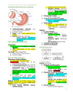 Lecture 1- Gastrointestinal - G A S T R O I N T E S T I N A L D I S O R ...