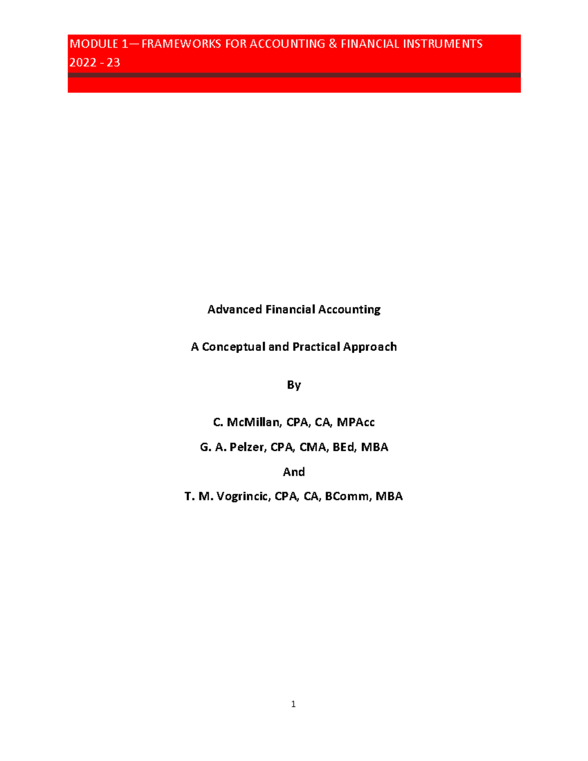 1. Module 1 Notes 2022 R1 - 2022 - 23 Advanced Financial Accounting A ...