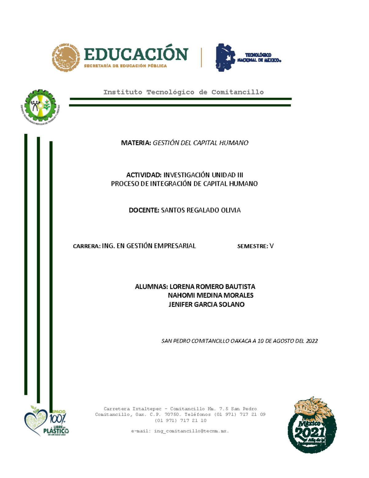 Unidad 3 Olivia - Instituto Tecnológico de Comitancillo MATERIA ...