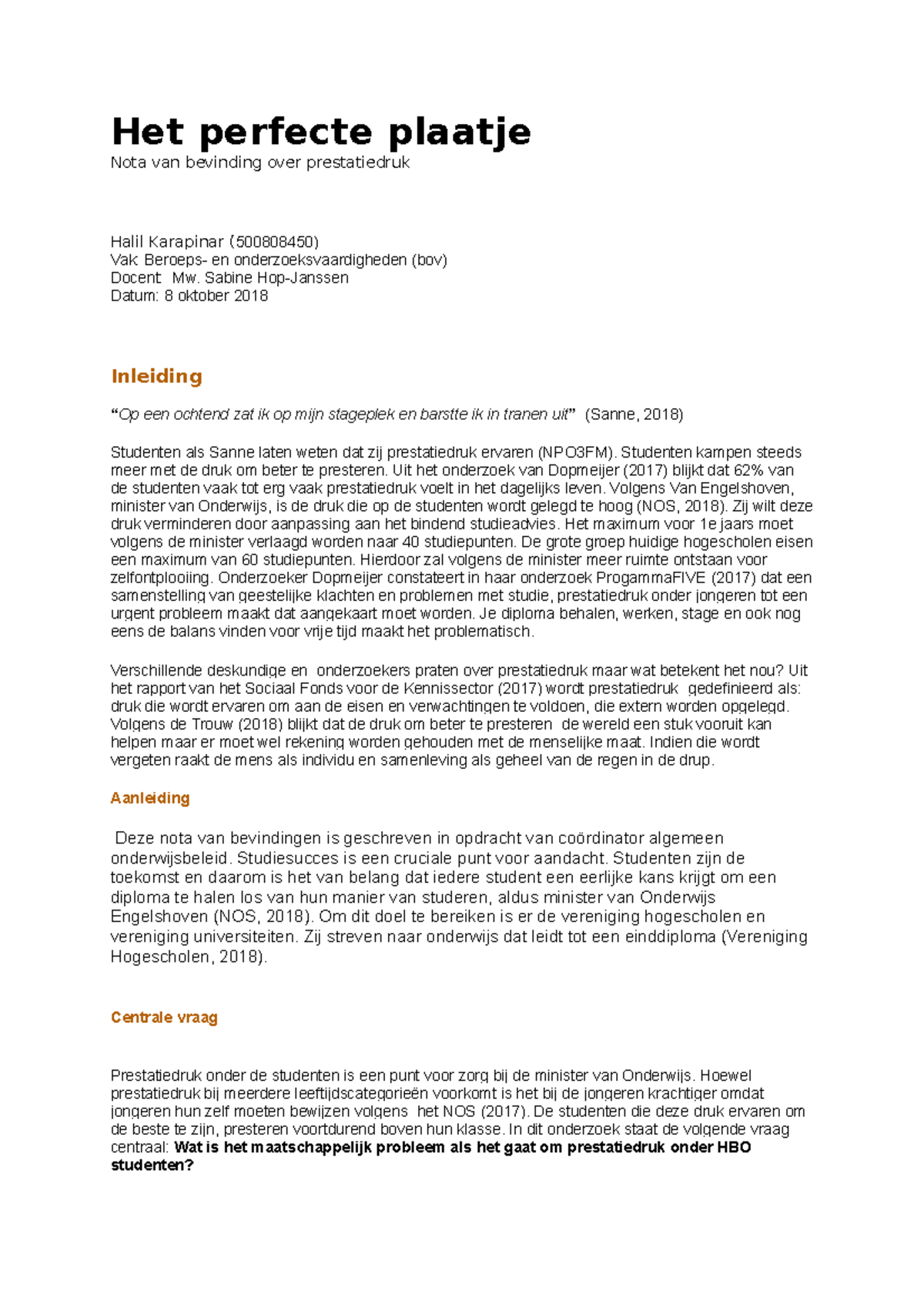 Inleiding BOV goede versie - Sociologie voor de Praktijk - Het perfecte ...