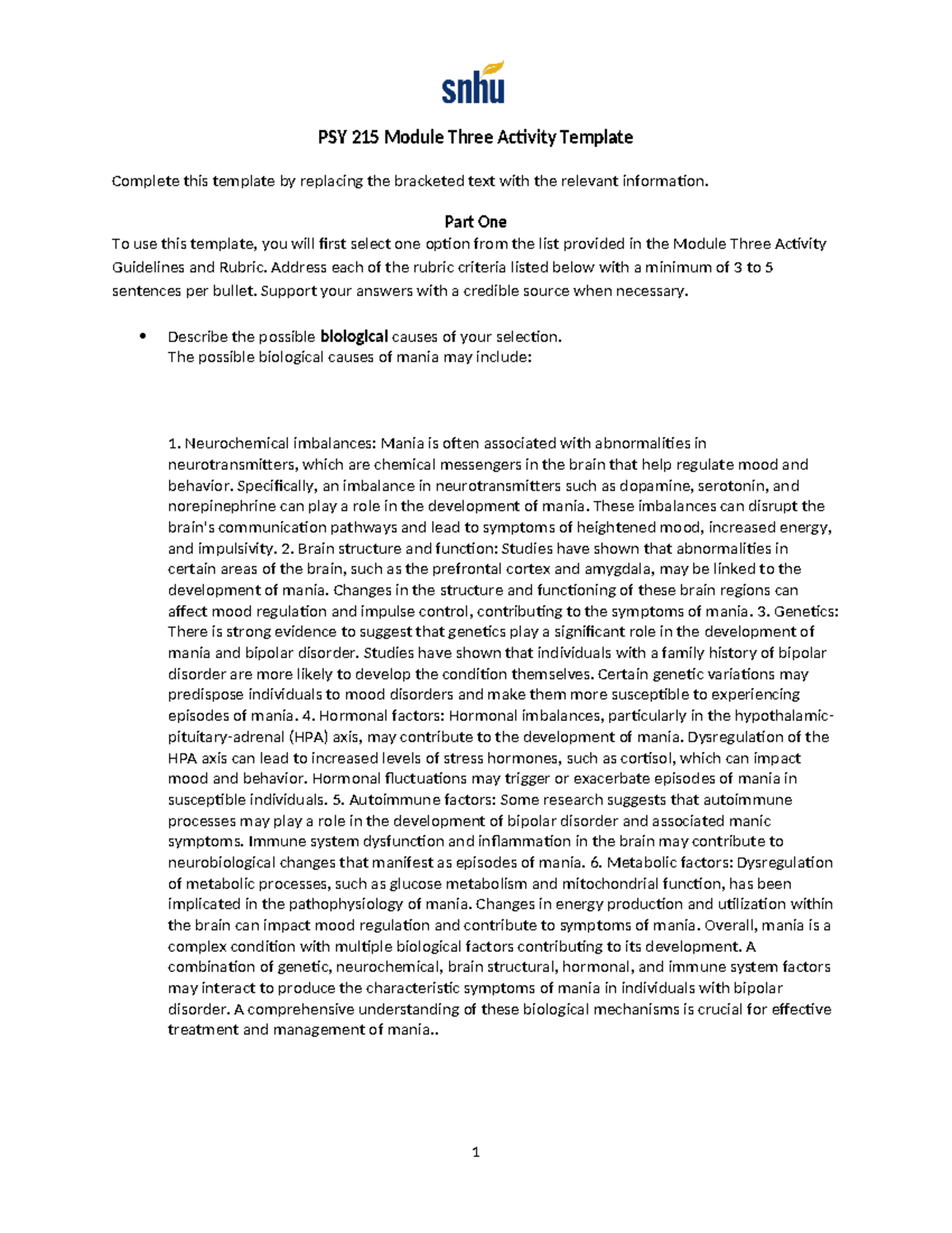 PSY 215 Module Three Activity Template - PSY 215 Module Three Activity ...