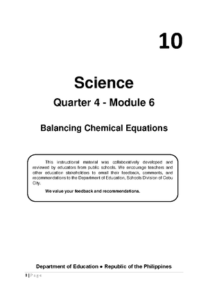 SCI6 Q3 Module 2 - Science Quarter 3 – Module 2: Energy Transformation 6 Science – Grade 6 - Studocu